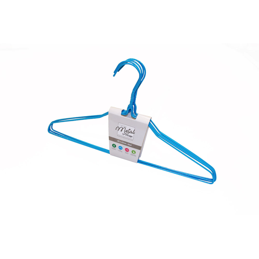 Kit Cabide Metal Encapado Adulto com 5 40x22 cm Azul | Zaffari Home ...